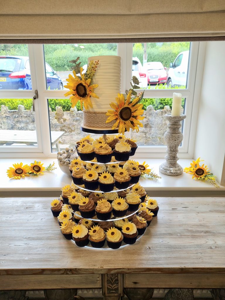 Sunflowers Cupcake Tower Wedding Cake - Mel's Amazing Cakes